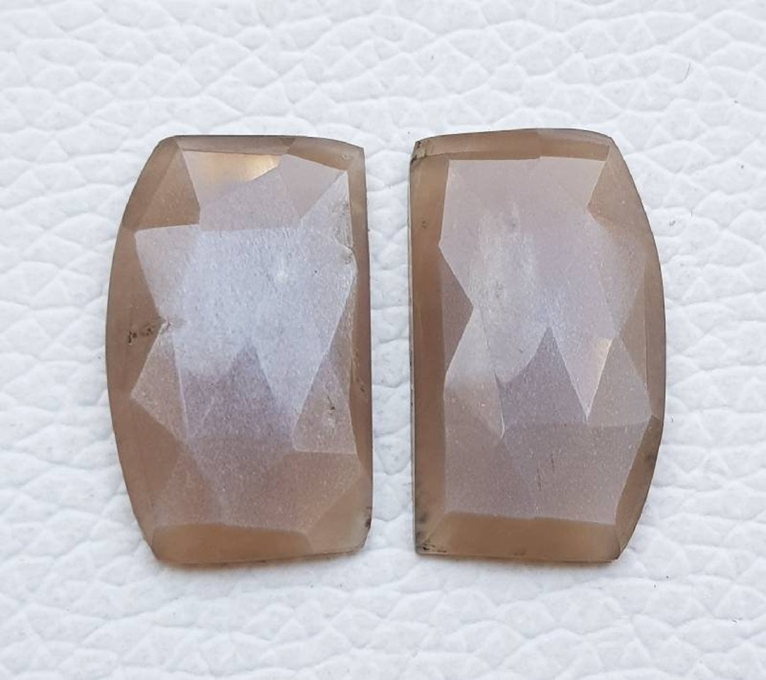 Matching Pair Gemstone, Natural Indian Moonstone Rose Cut Matching Pair ...