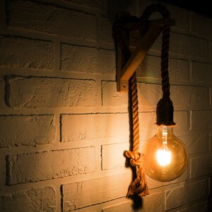 Rope Sconce Handmade Loft Style Minimalist Wooden Lamp Vintage and ...