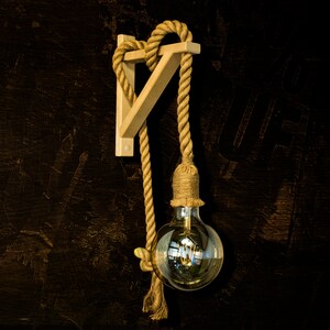 Rope Sconce Handmade Loft Style Minimalist Wooden Lamp Vintage and ...