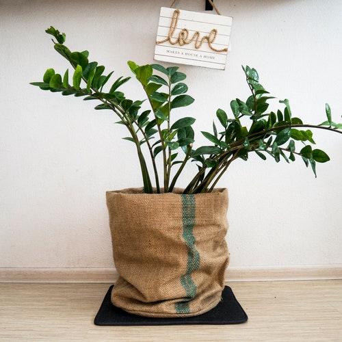 Eco Burlap Plant Pot Cover Fabric Planter Basket Made of - Etsy
