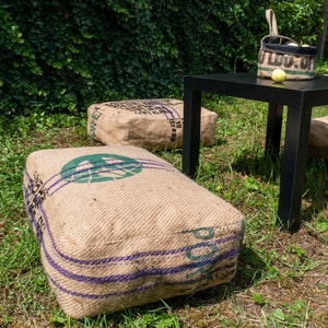 TOP Jute Poufs Double Set Rustic Vintage Primitive Style Burlap ...
