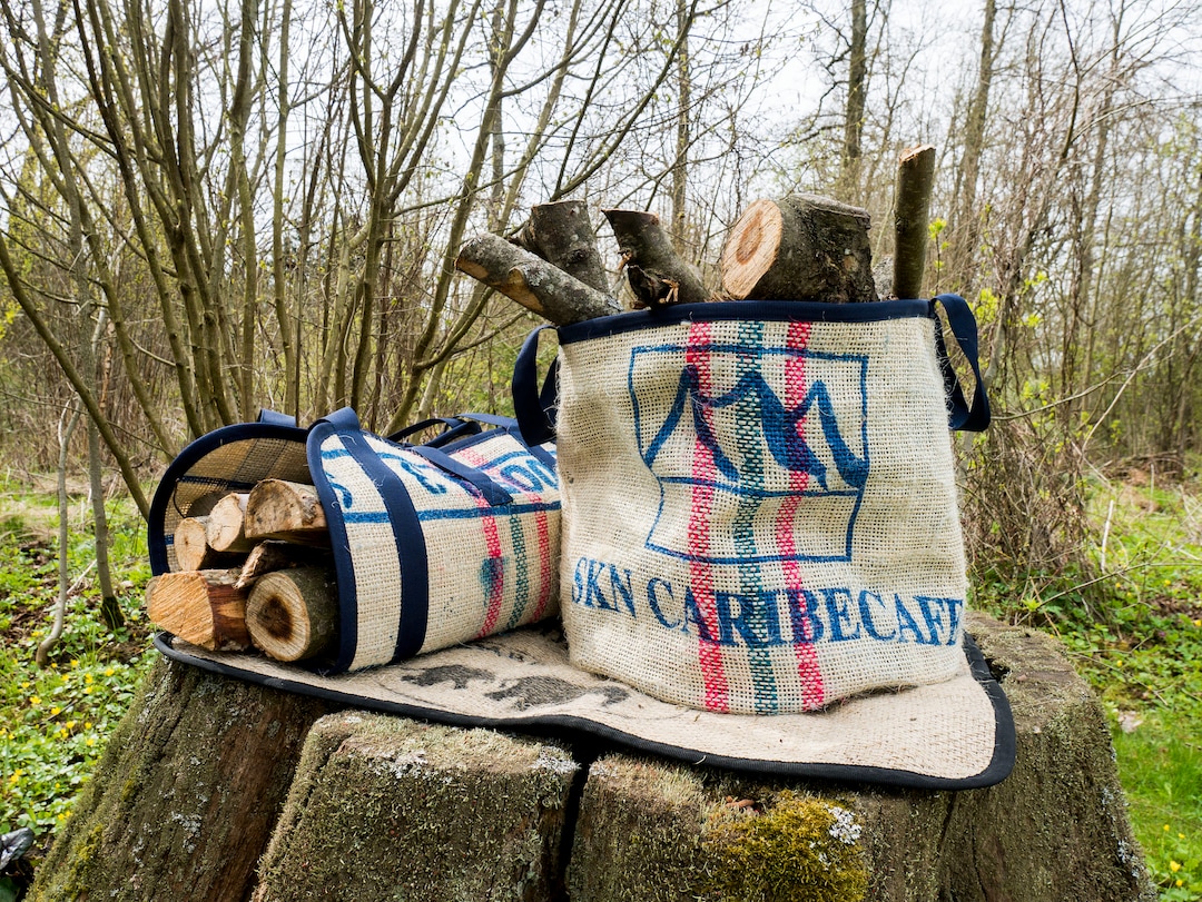 Colombian Set of Basket and Firewood Log Carrier Made of Sisal Coffee ...