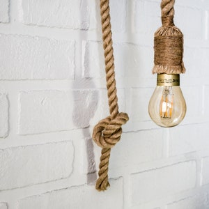 Handmade Rope Lamp Loft Style Minimalist Wooden Lamp With Rustic Rope ...