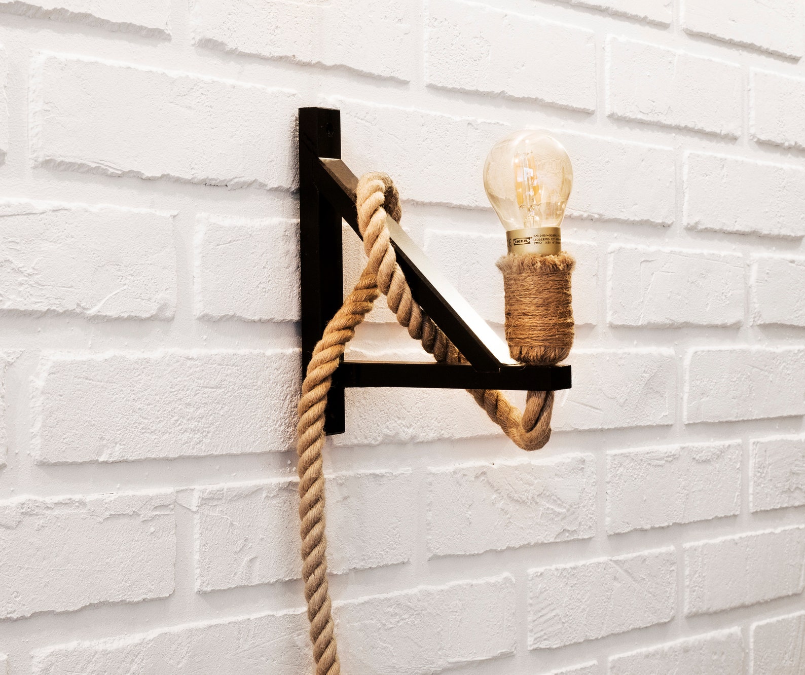 Wall Rope Sconce Handmade Wooden Loft Style Rustic Primitive - Etsy