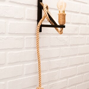 Wall Rope Sconce Handmade Wooden Loft Style Rustic Primitive Rope Lamp ...