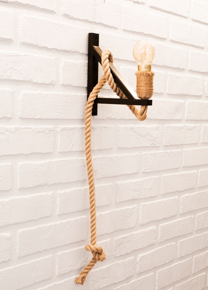 Wall Rope Sconce Handmade Wooden Loft Style Rustic Primitive - Etsy