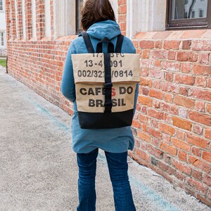 Backpack Americano Burlap Roll Top Rucksack Made of Recycled Coffee ...