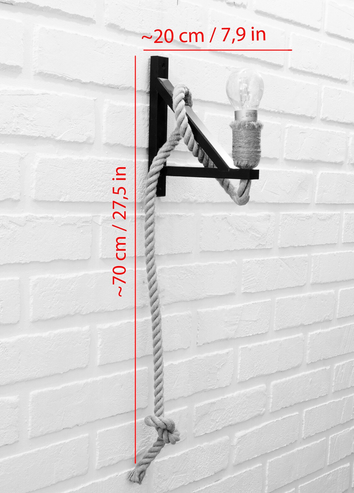 Wall Rope Sconce Handmade Wooden Loft Style Rustic Primitive - Etsy