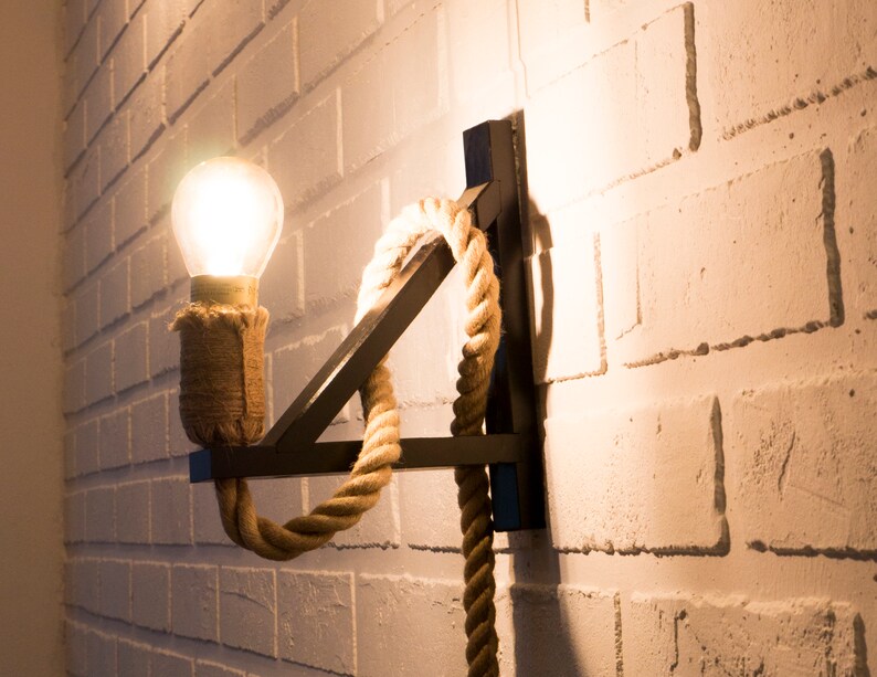 Wall Rope Sconce Handmade Wooden Loft Style Rustic Primitive - Etsy