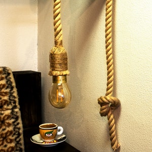 Handmade Rope Lamp Loft Style Minimalist Wooden Lamp With Rustic Rope ...