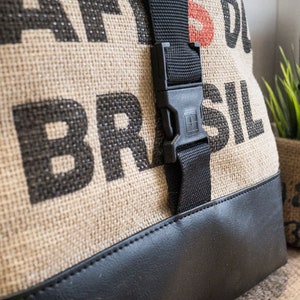 Burlap Roll Top Backpack Upcycled Rucksack Made of Authentic Coffee Bag ...