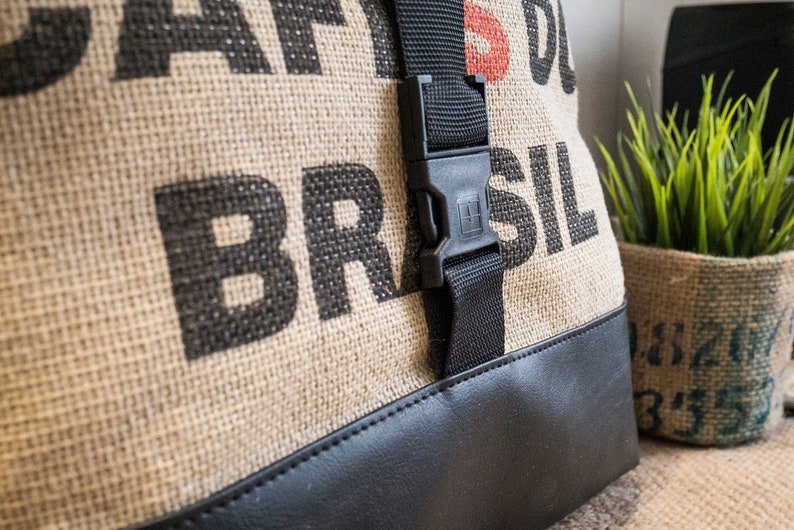 Backpack Americano Burlap Roll Top Rucksack Made of | Etsy