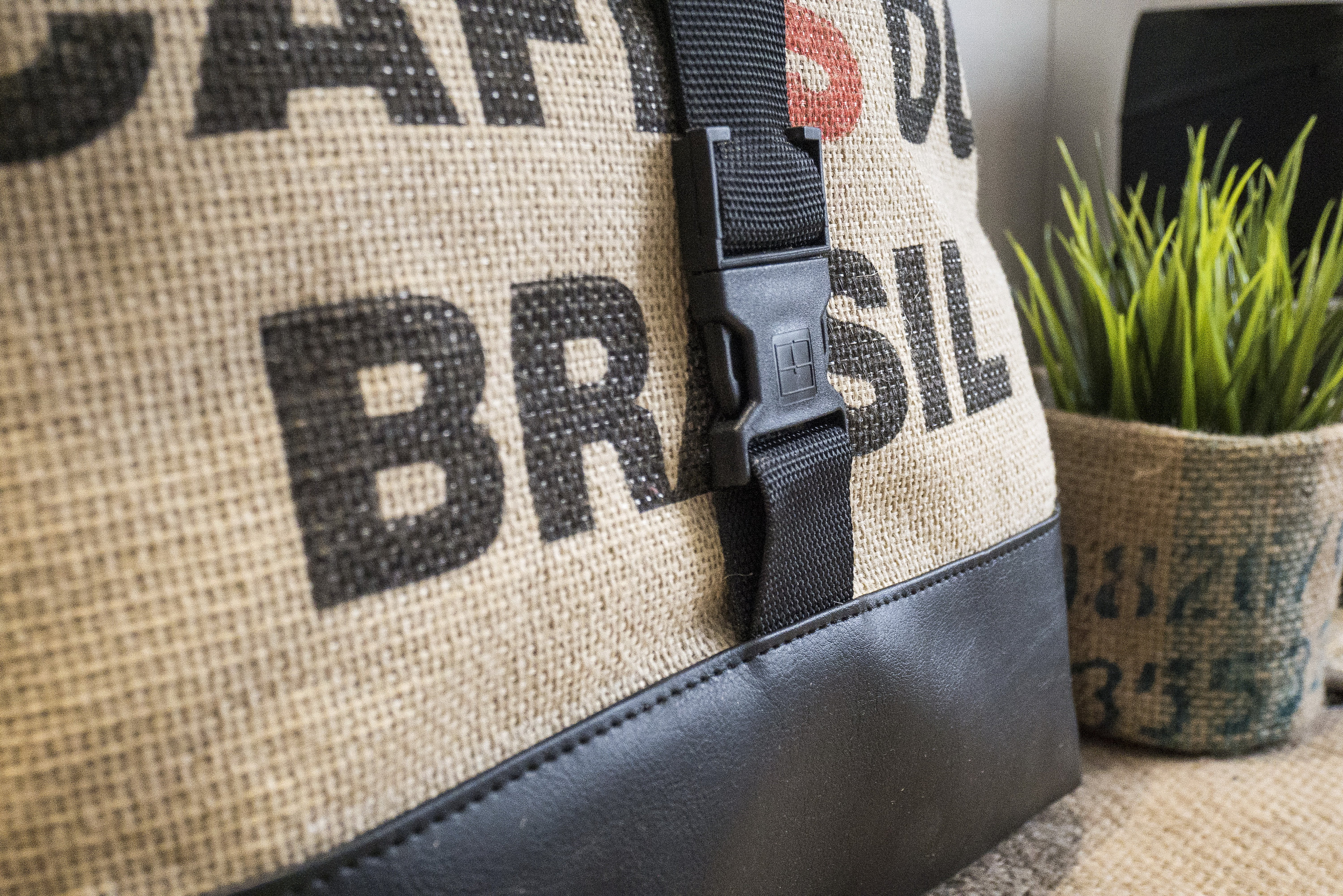 Burlap Roll Top Backpack Upcycled Rucksack Made of Authentic Coffee Bag ...
