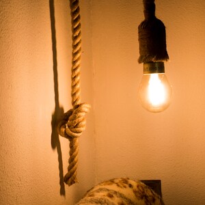 Handmade Rope Lamp Loft Style Minimalist Wooden Lamp With Rustic Rope ...