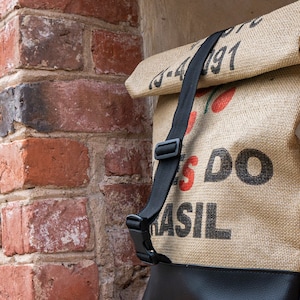 Burlap Roll Top Backpack Upcycled Rucksack Made of Authentic Coffee Bag ...