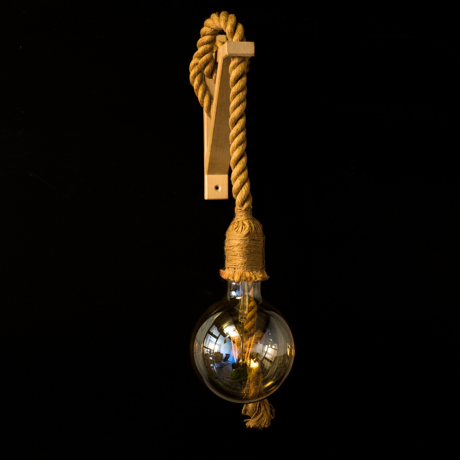 Rope Sconce Handmade Loft Style Minimalist Wooden Lamp Vintage - Etsy