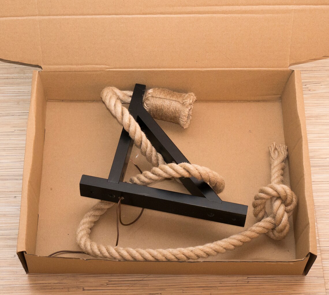 Wall Rope Sconce Handmade Wooden Loft Style Rustic Primitive - Etsy