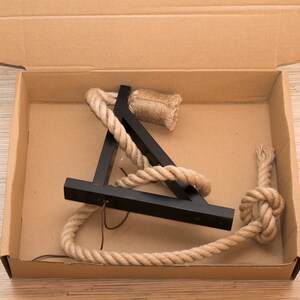 Wall Rope Sconce Handmade Wooden Loft Style Rustic Primitive Rope Lamp ...