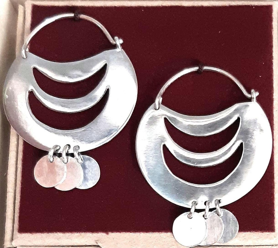 Ethnic Silver Earrings, Mapuche Ethnic Earrings, Tribal Silver Earrings ...