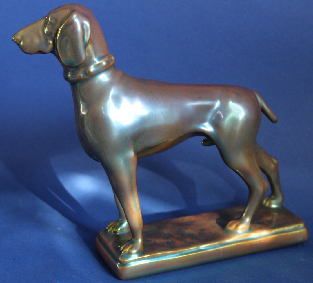 Zsolnay Pecs Eosin Porcelain Dog Figure, Golden Shine - Etsy