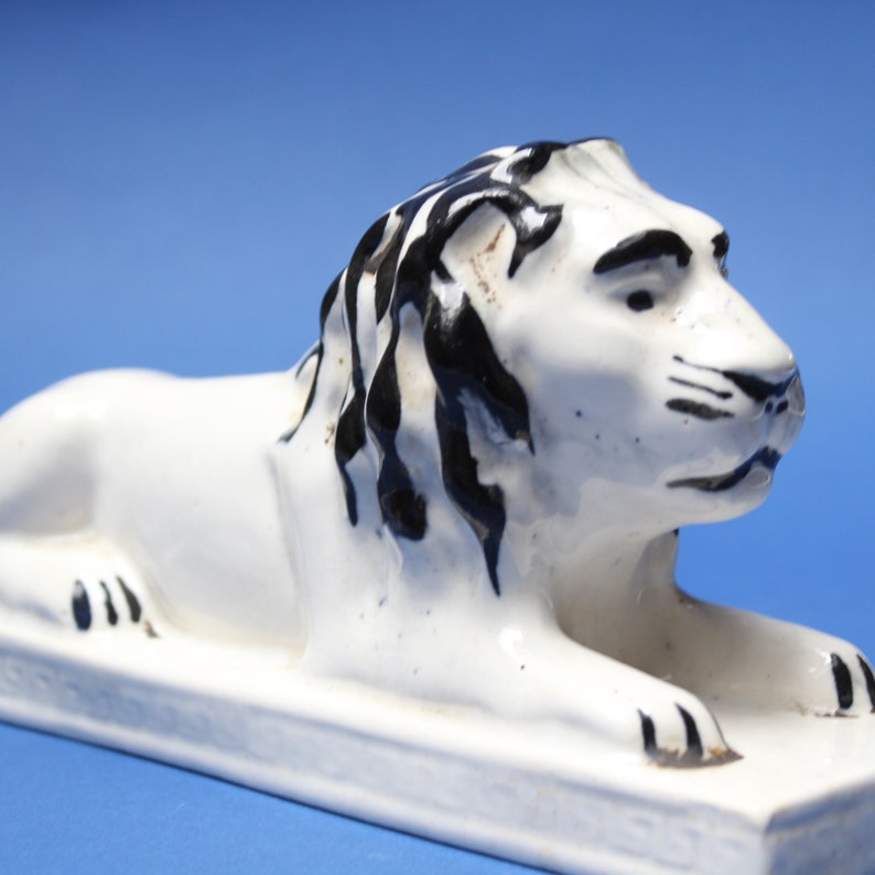 Lion. White Lion, an Old, Rustic Ceramic Figurine, Handmade and Painted ...