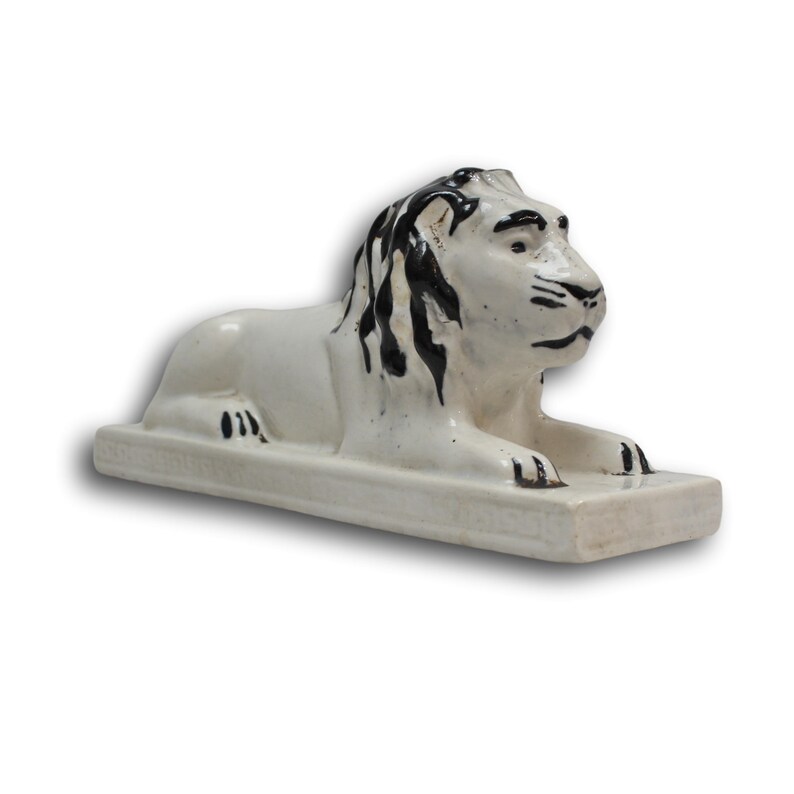 Lion. White Lion, an Old, Rustic Ceramic Figurine, Handmade and Painted ...