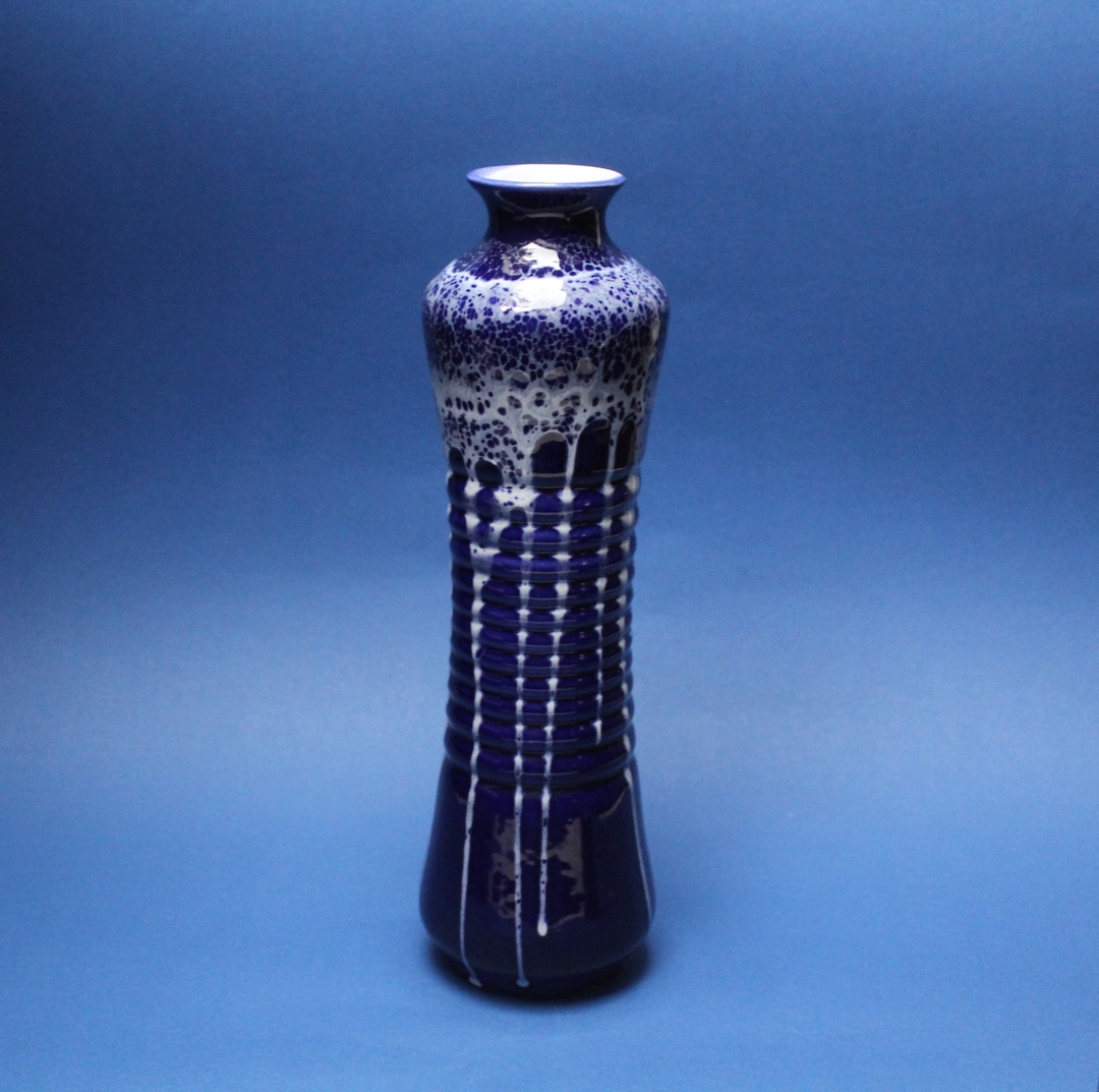 Kravsko Czechoslovakia, Blue Ceramic Vase. Fat Lava, Product of The ...