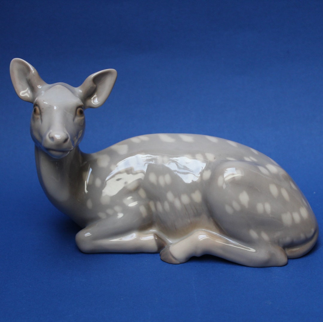 Danish Porcelain Natural Figurine, Deer Figurine, Fallow Deer. Figure B ...