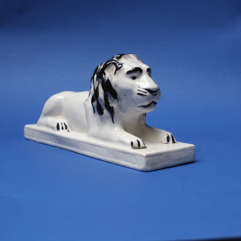 Lion. White Lion, an Old, Rustic Ceramic Figurine, Handmade and Painted ...