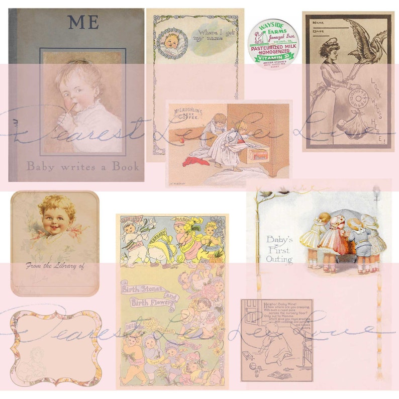 Vintage Ephemera Pack 33 Baby Themed Kit Baby Papers Journal - Etsy ...