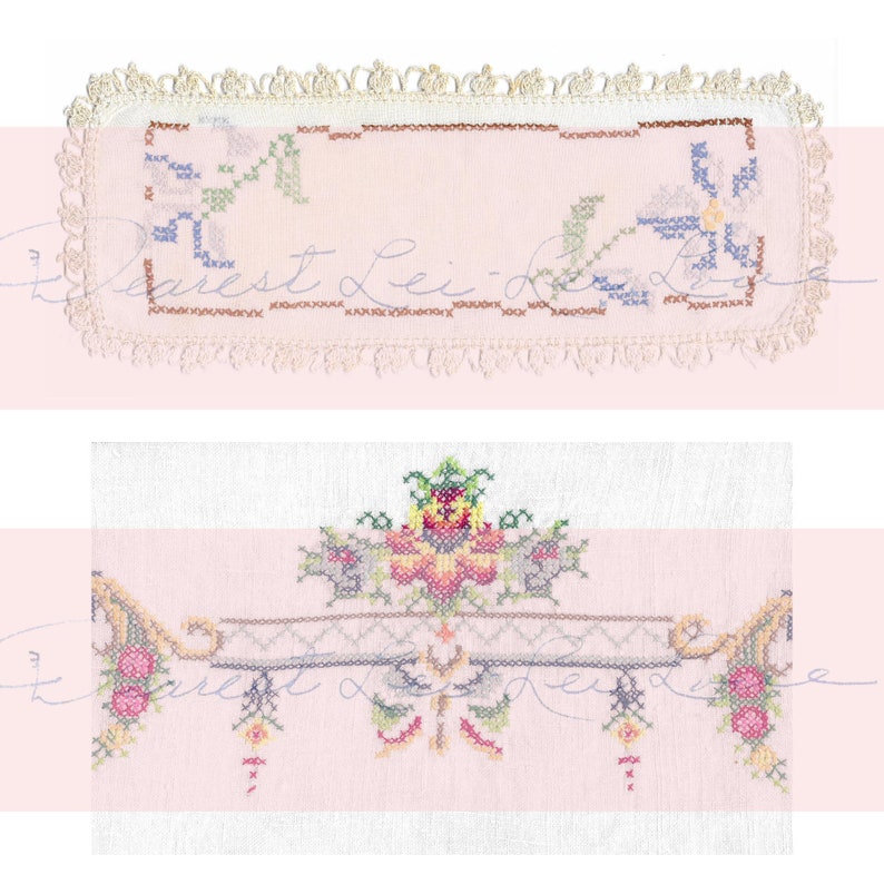 Digital Vintage Linens Pack 1 Printable Embroidered Linens Hankies ...