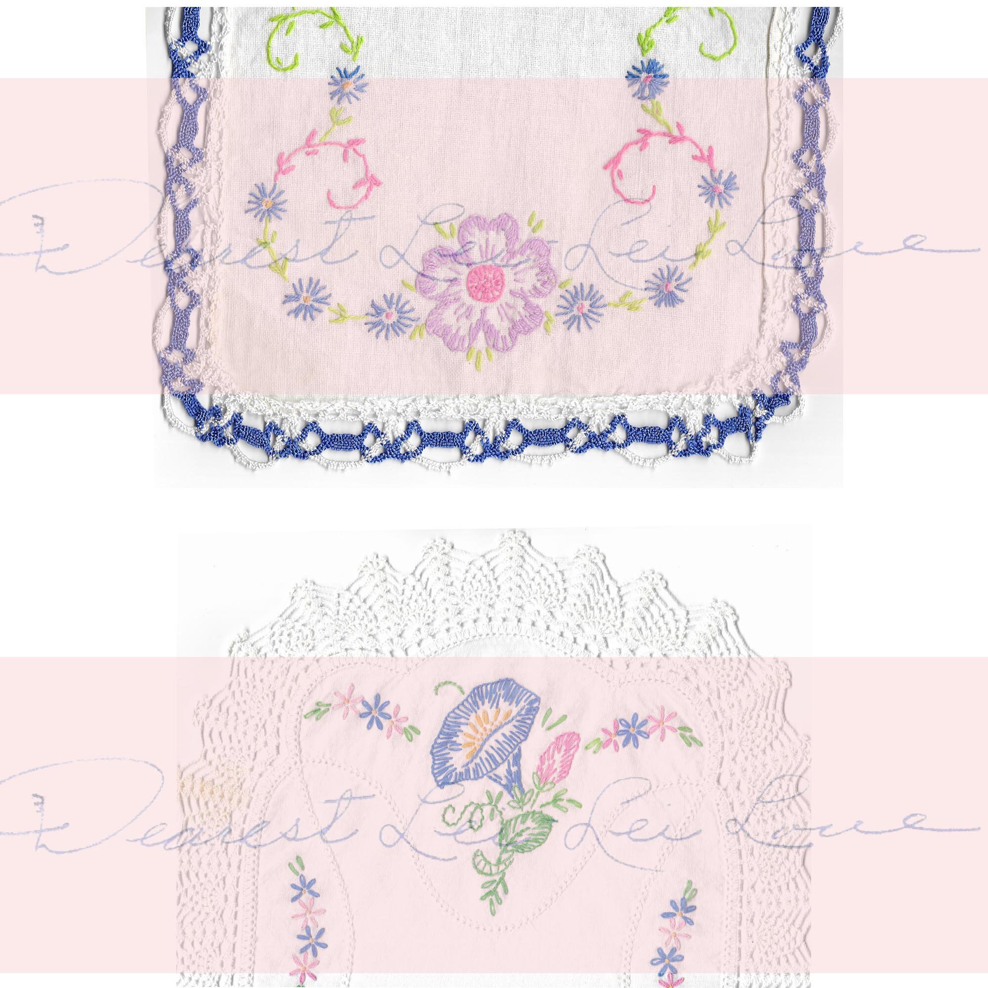 Digital Vintage Linens Pack 1 Printable Embroidered Linens Hankies ...