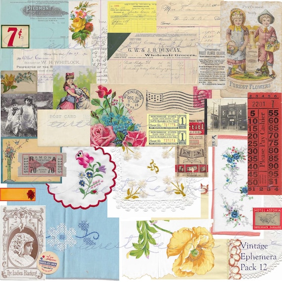 Vintage Ephemera Pack 12 Includes 25Pcs Antique Papers | Etsy
