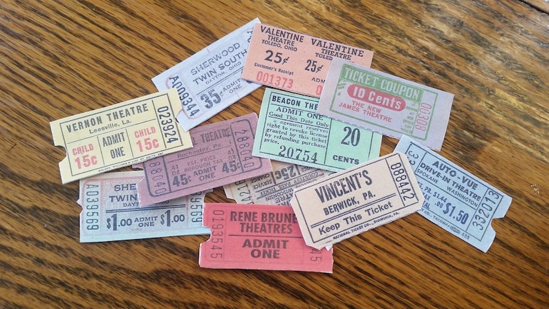 Vintage Ticket Stubs Printable 12 Total Vintage Ephemera Great for Junk ...
