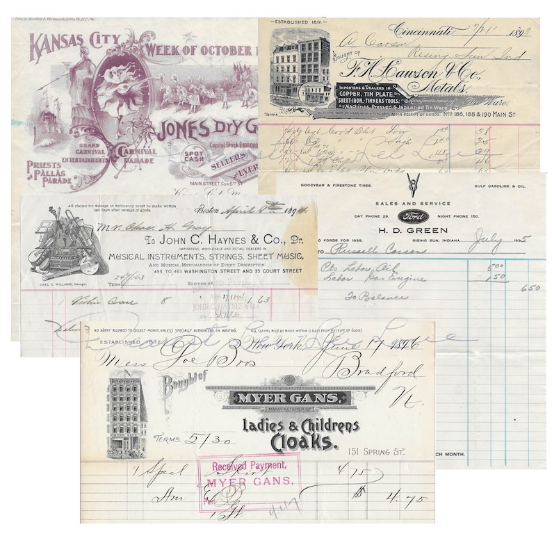 Printable Antique Billhead Papers Pack 1 Junk Journal Pack Vintage ...