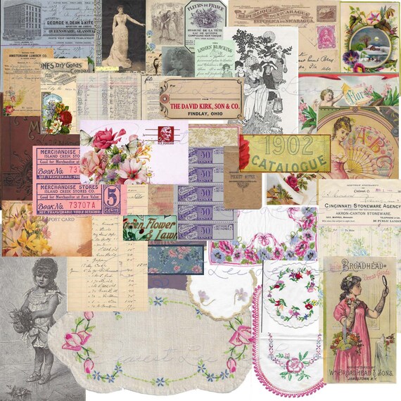 Vintage Ephemera Pack 14 Digital Junk Journal Kit Includes | Etsy