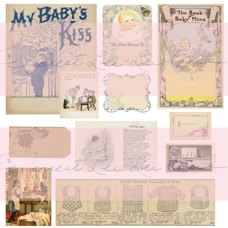 Vintage Ephemera Pack 33 Baby Themed Kit Baby Papers Journal - Etsy ...