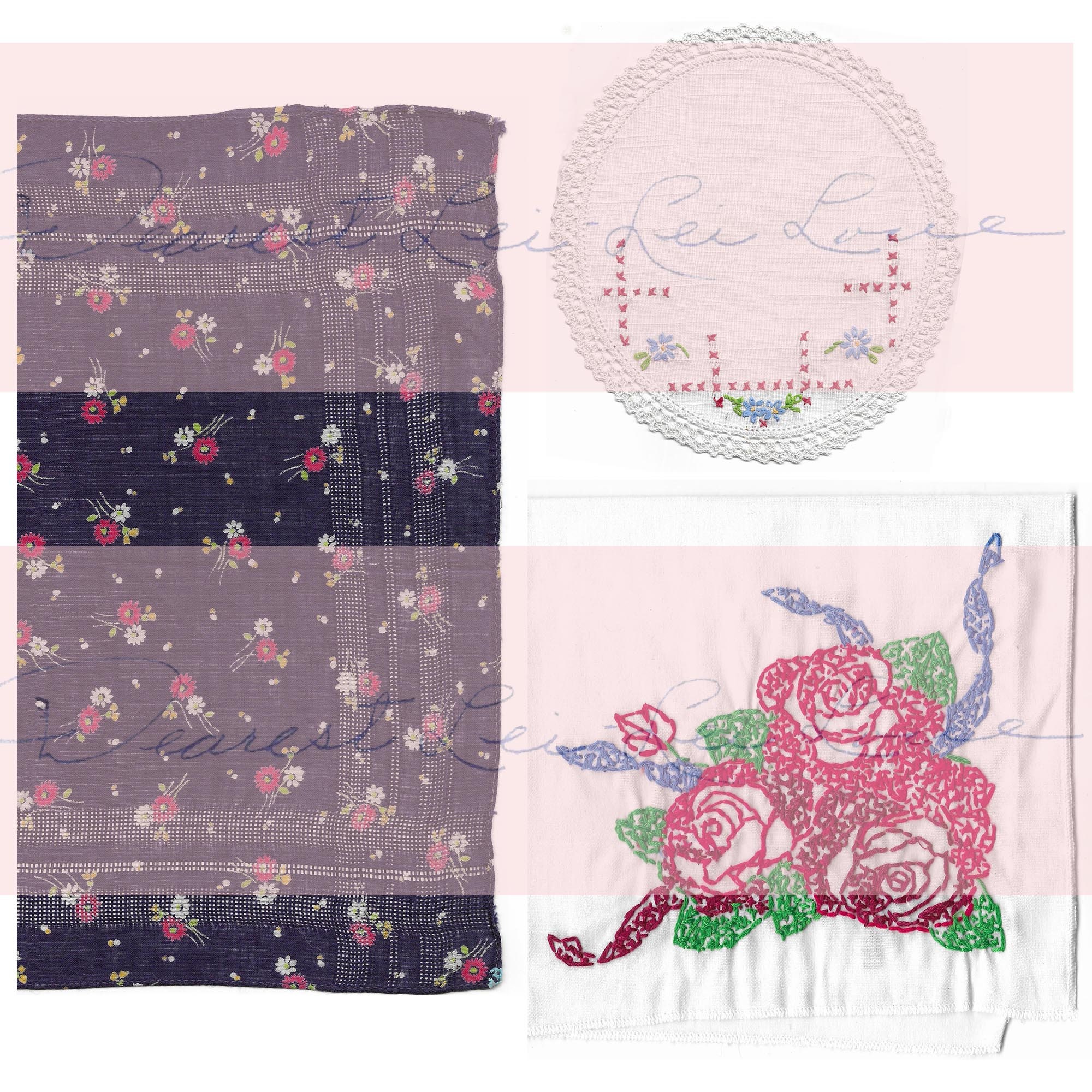 Digital Vintage Linens Pack 1 Printable Embroidered Linens Hankies ...