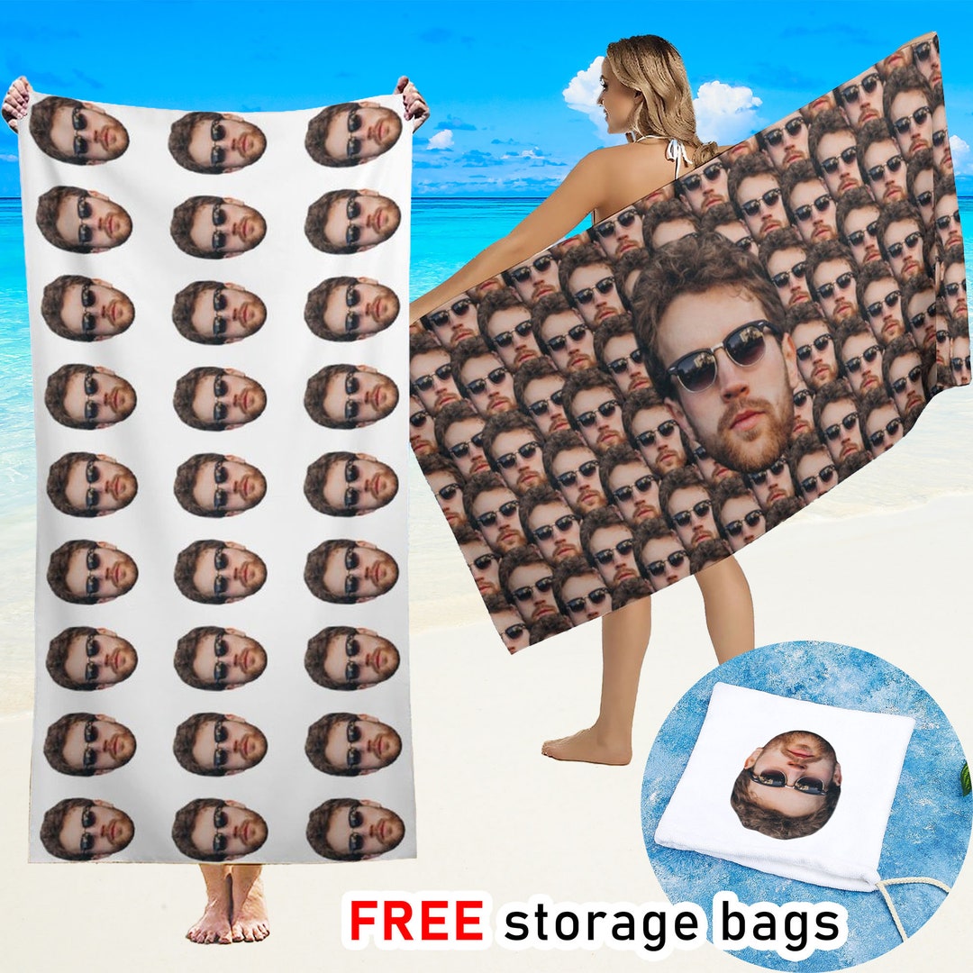 Personalized Beach Towel With Photo Face, Custom Face Bath Towel, Custom Pool Towel, Beach Towel ...