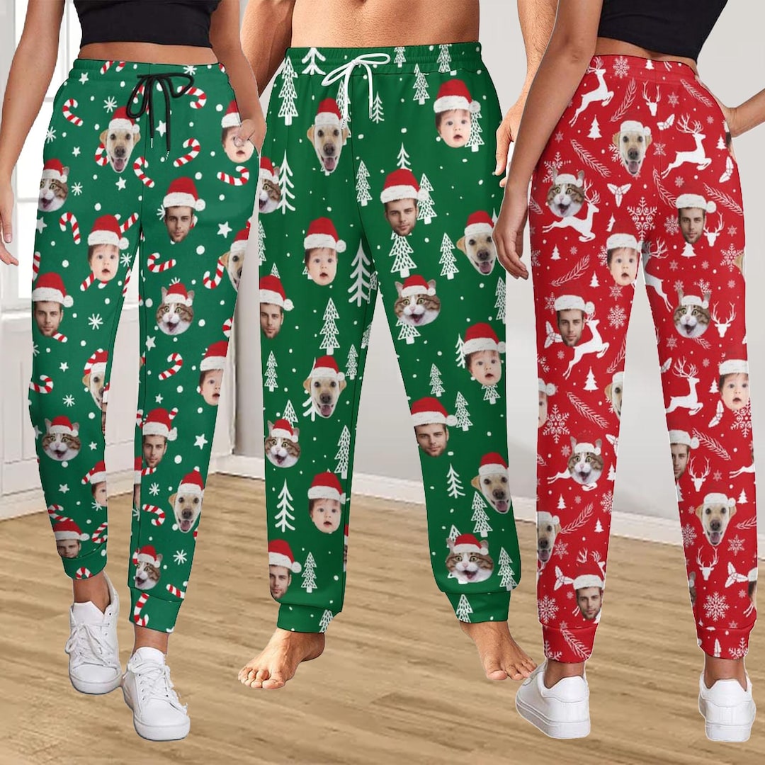 Custom Chirstmas Sweatpants With Faces, Faces on Sweatpants, Face ...