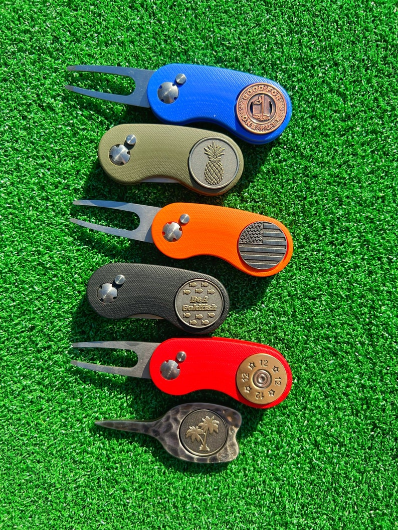 Magnetic Golf Divot Repair Tool + Golf Ball Marker - All Metal and ...