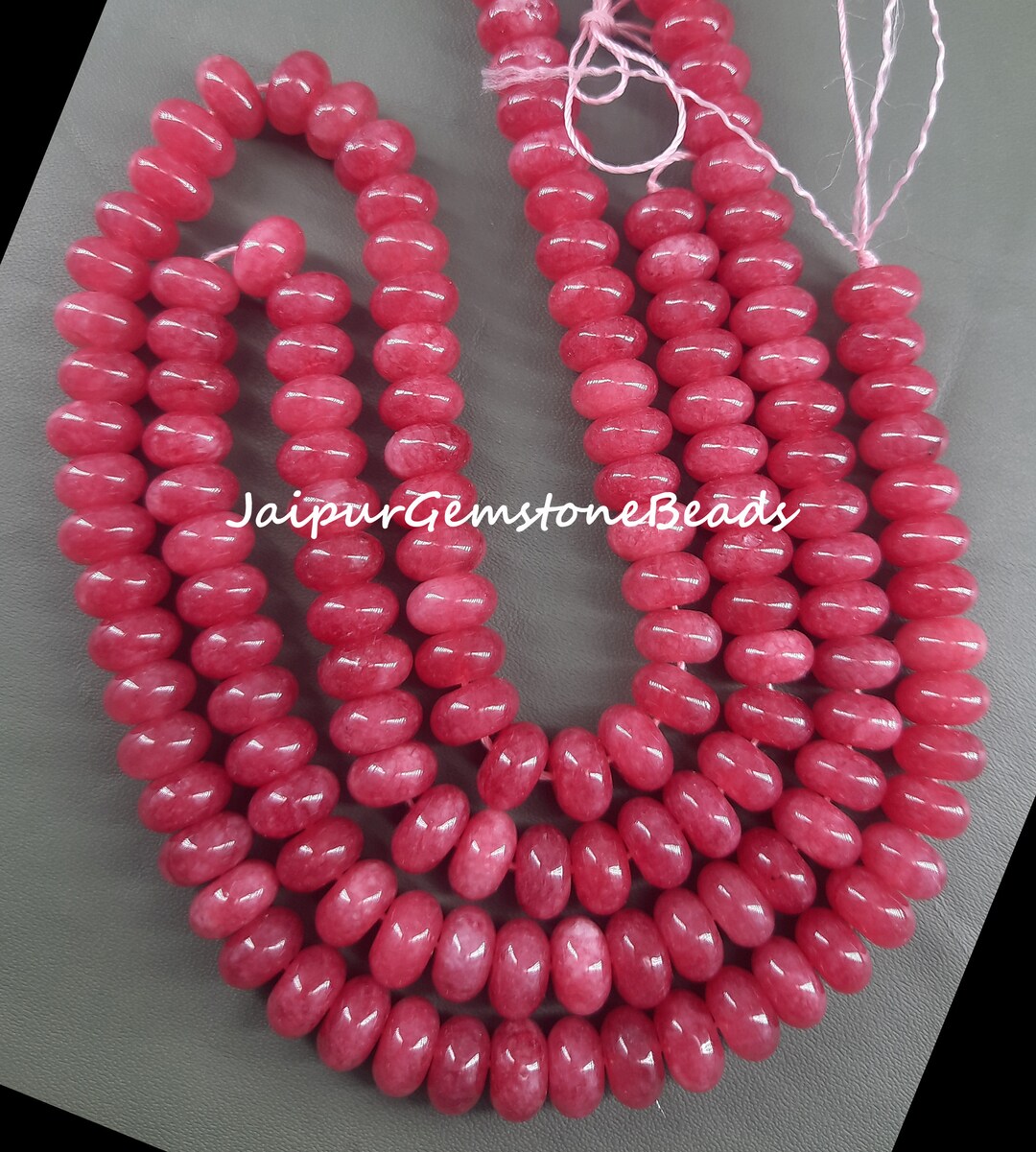 8 Strand Hot Pink Quartz Beads Pink Quartz Rondelle Beads Pink Quartz ...