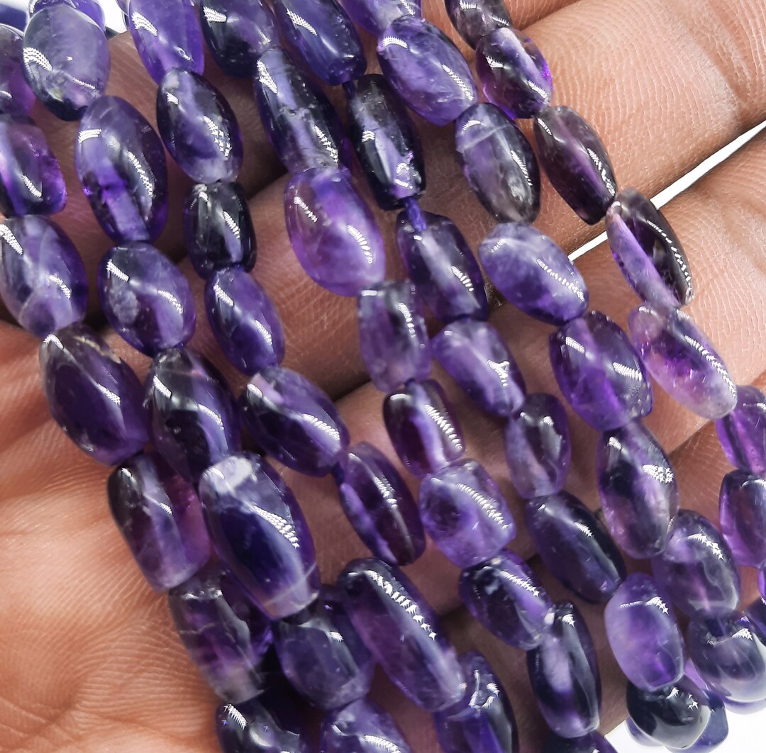 13 Strand African Amethyst Smooth Nugget Shape Gemstone Beads Natural ...