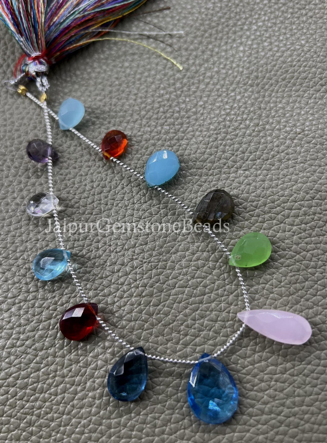 8 Inch Multi Beads Faceted Gemstone Pear Shaped Beads Glass Gemstone ...