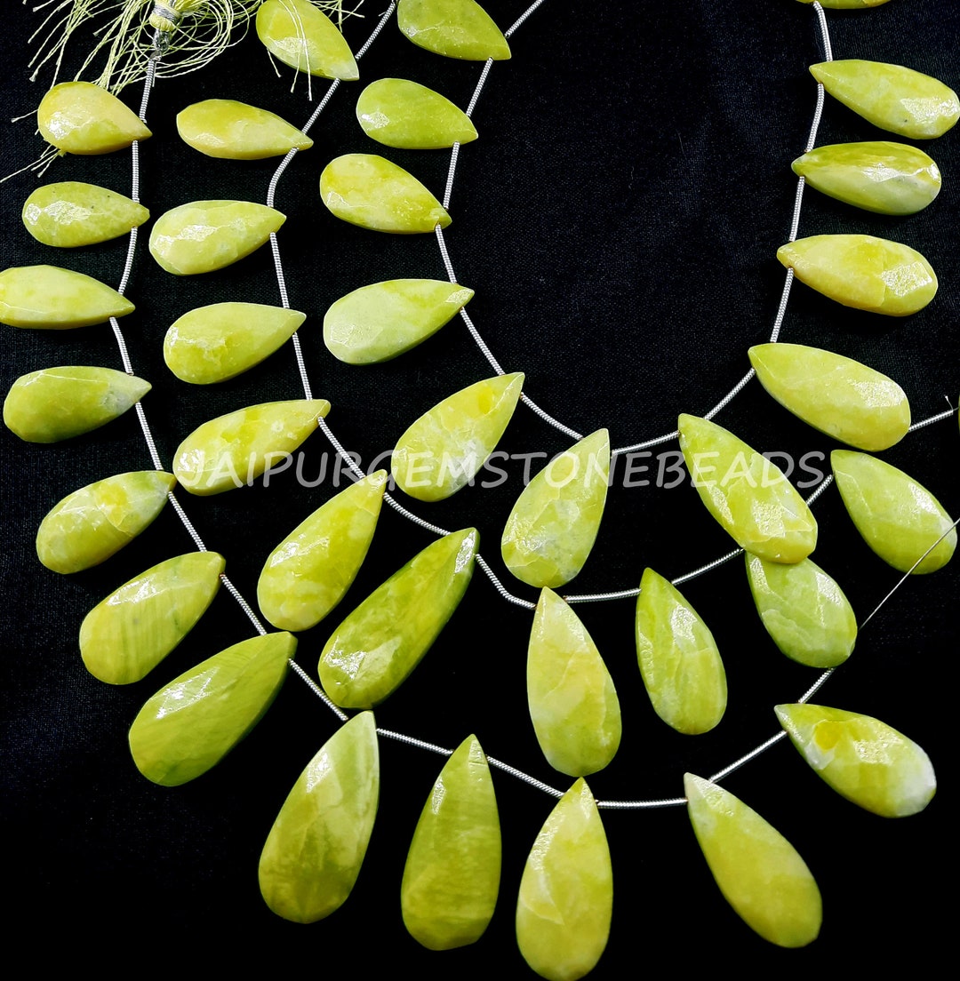8 Strand Yellow Amazonite Briolette Pear Shape Gemstone Beads Amazonite ...