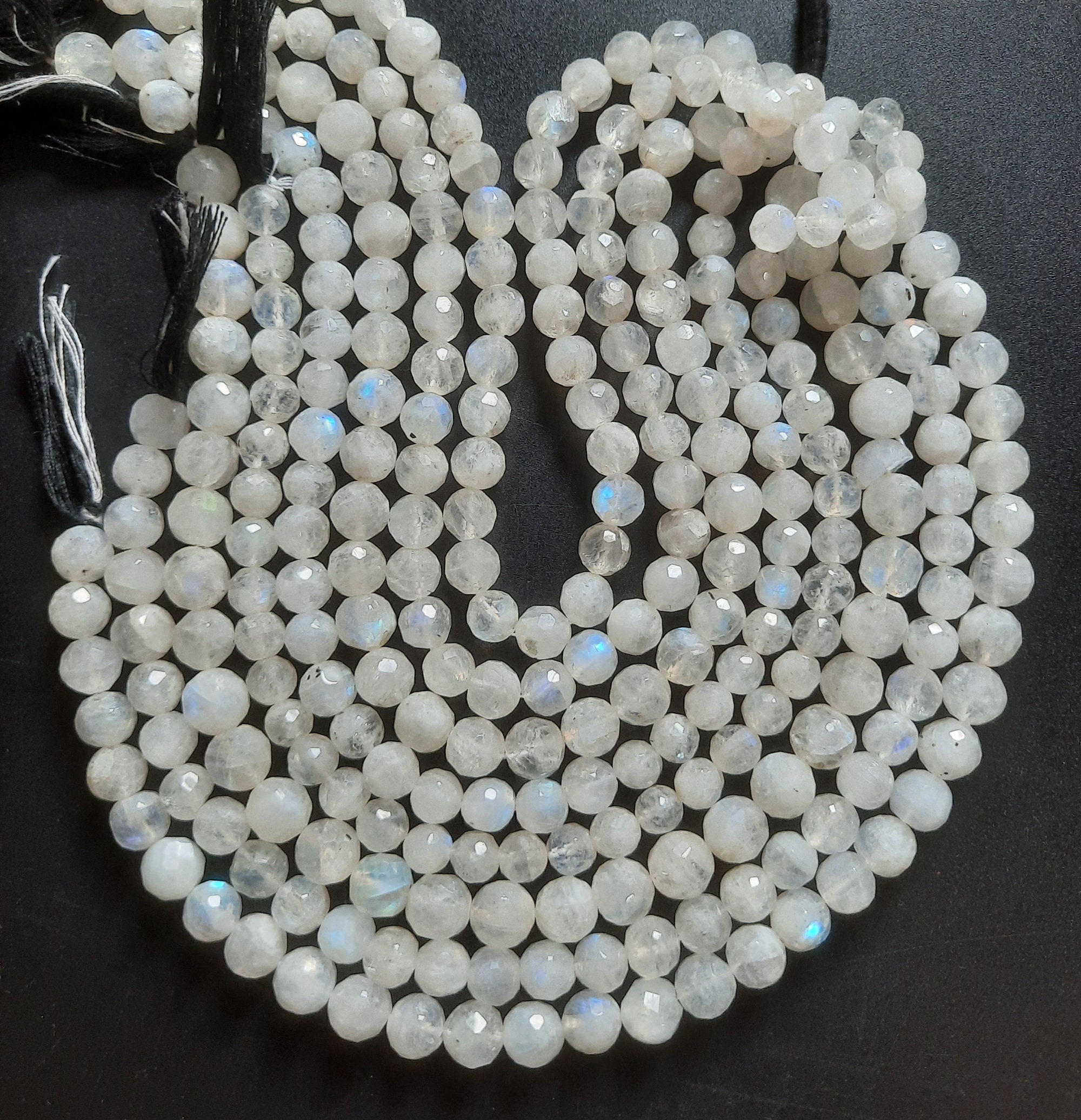 Blue Fire Rainbow Moonstone Faceted Round Gemstone Beads | Etsy