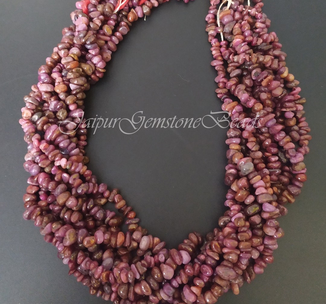 16" Strand, Natural Ruby, Smooth Uncut Chips, Nuggets Beads, Uncut ...