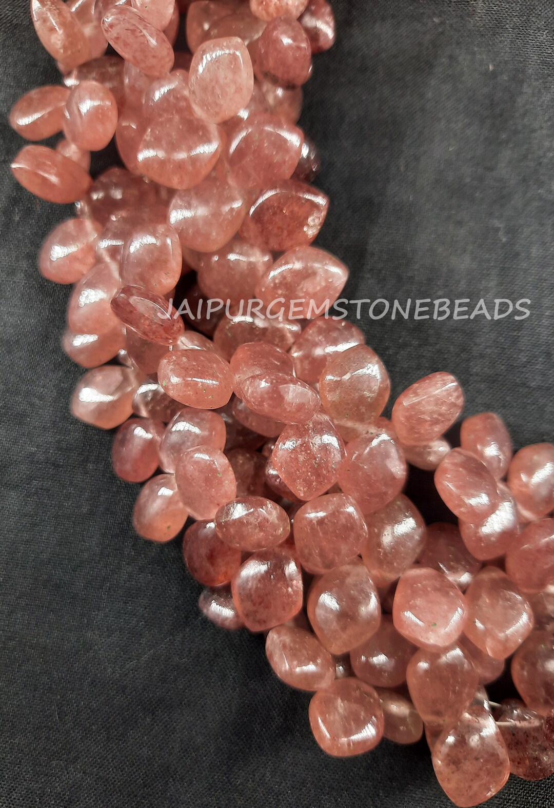 Natural Red Strawberry Smooth Kite Shape Gemstone Beads Jewelry Making ...