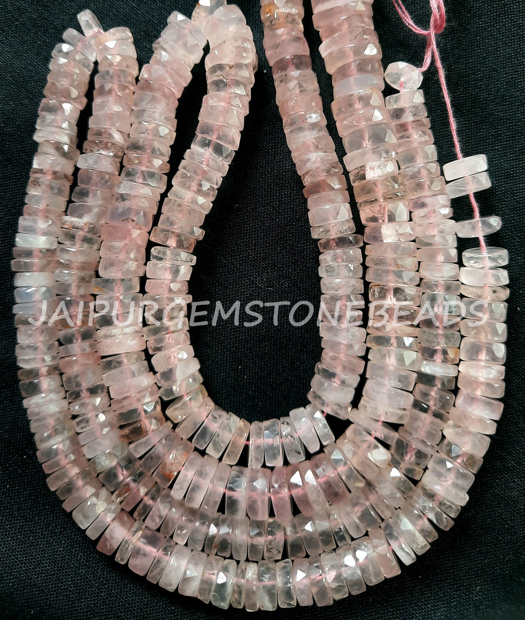Buy 8 Natural Strand Rose Quartz Faceted Heishi Tyre Gemstone Beads ...