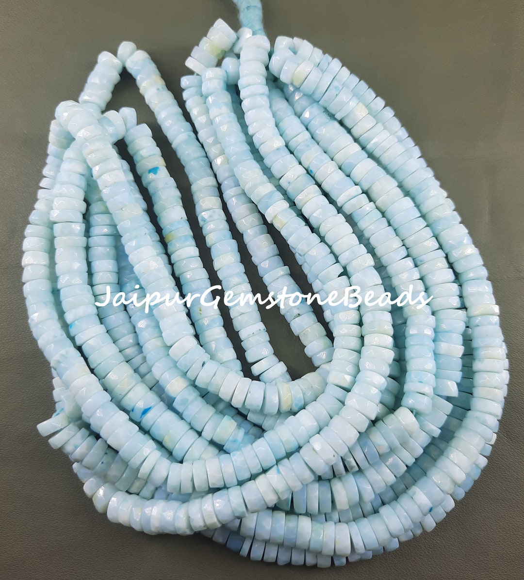 8 Inch Strand Blue Peruvian Opal Beads Heishi Tyre Shape Faceted ...